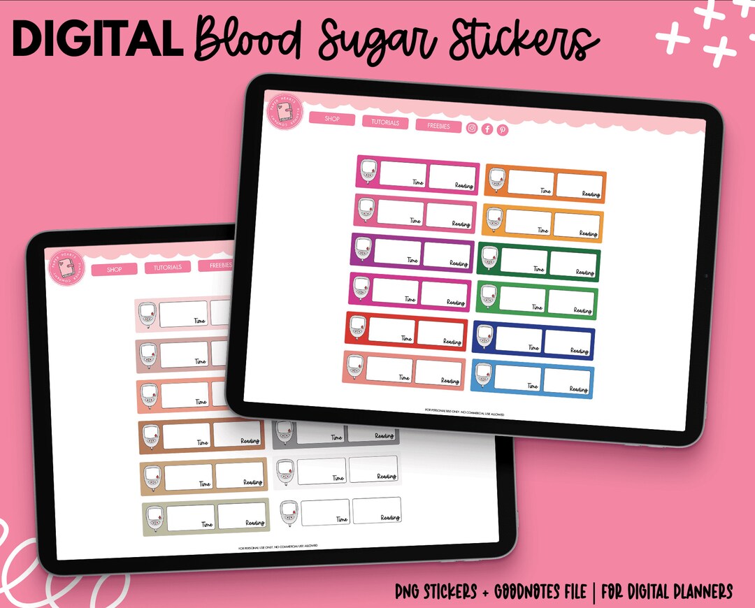 Blood Sugar Tracker Stickers | Digital Stickers | Goodnotes Stickers ...