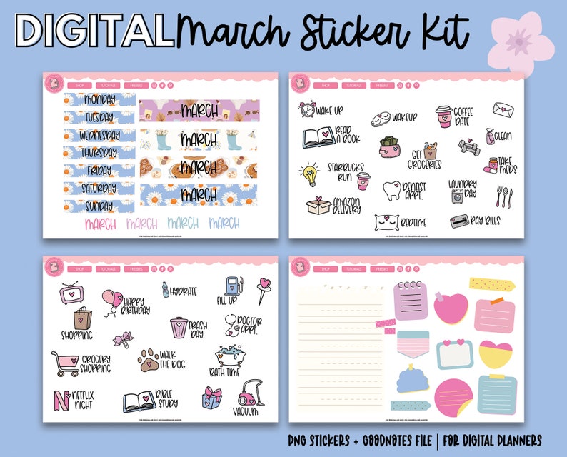 March Digital Stickers March Sticker Kit Easter Stickers | Etsy