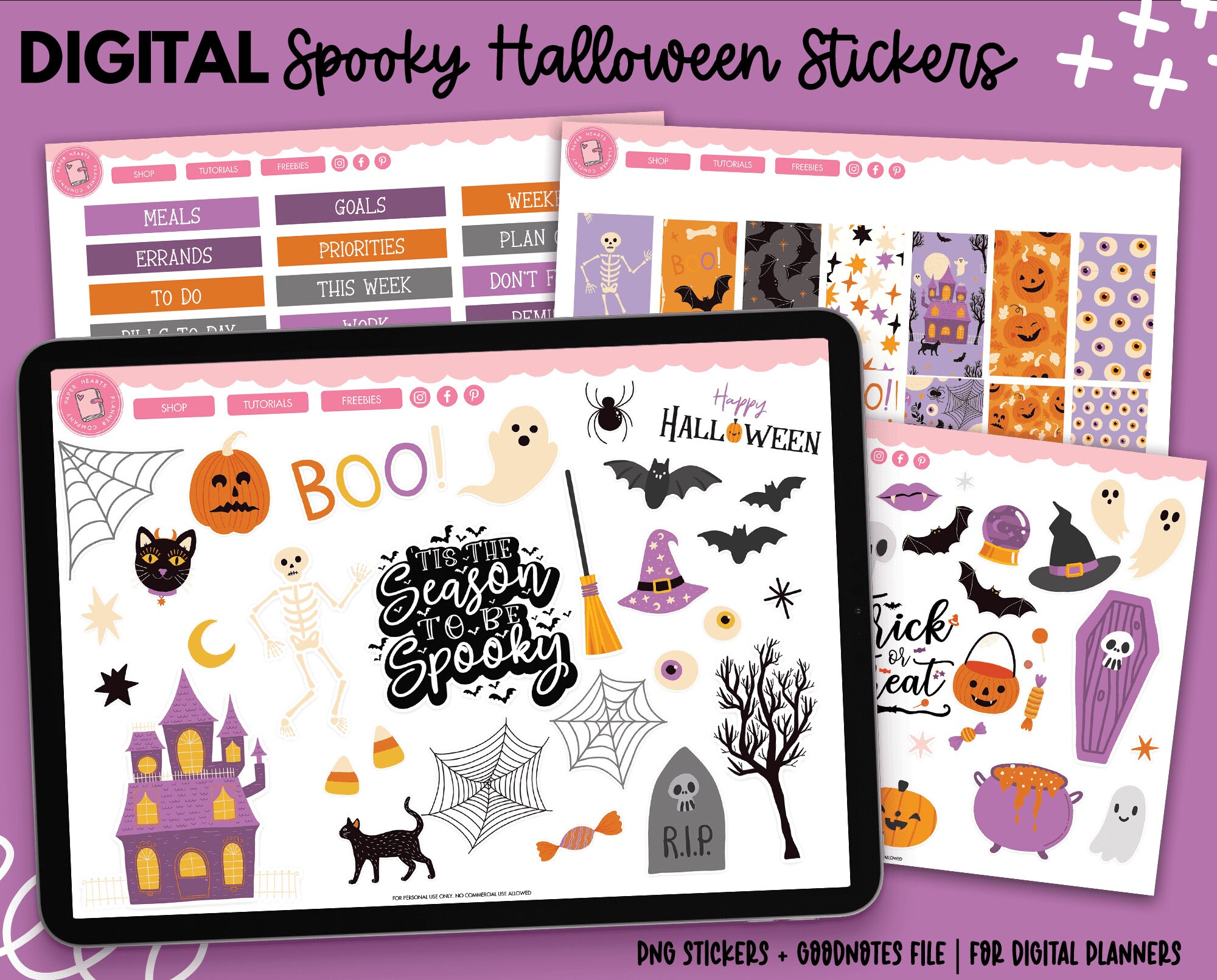 Spooky Halloween Stickers Digital Stickers Goodnotes - Etsy