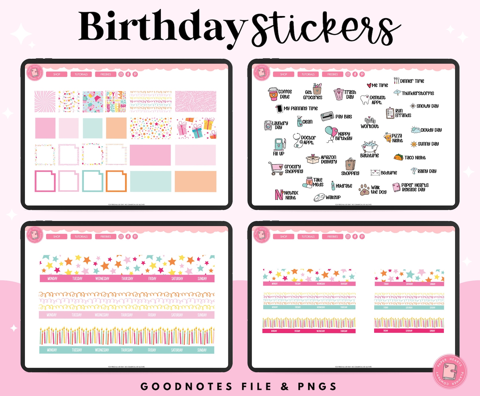 Birthday Digital Stickers | Birthday Party Digital Stickers | Goodnotes ...
