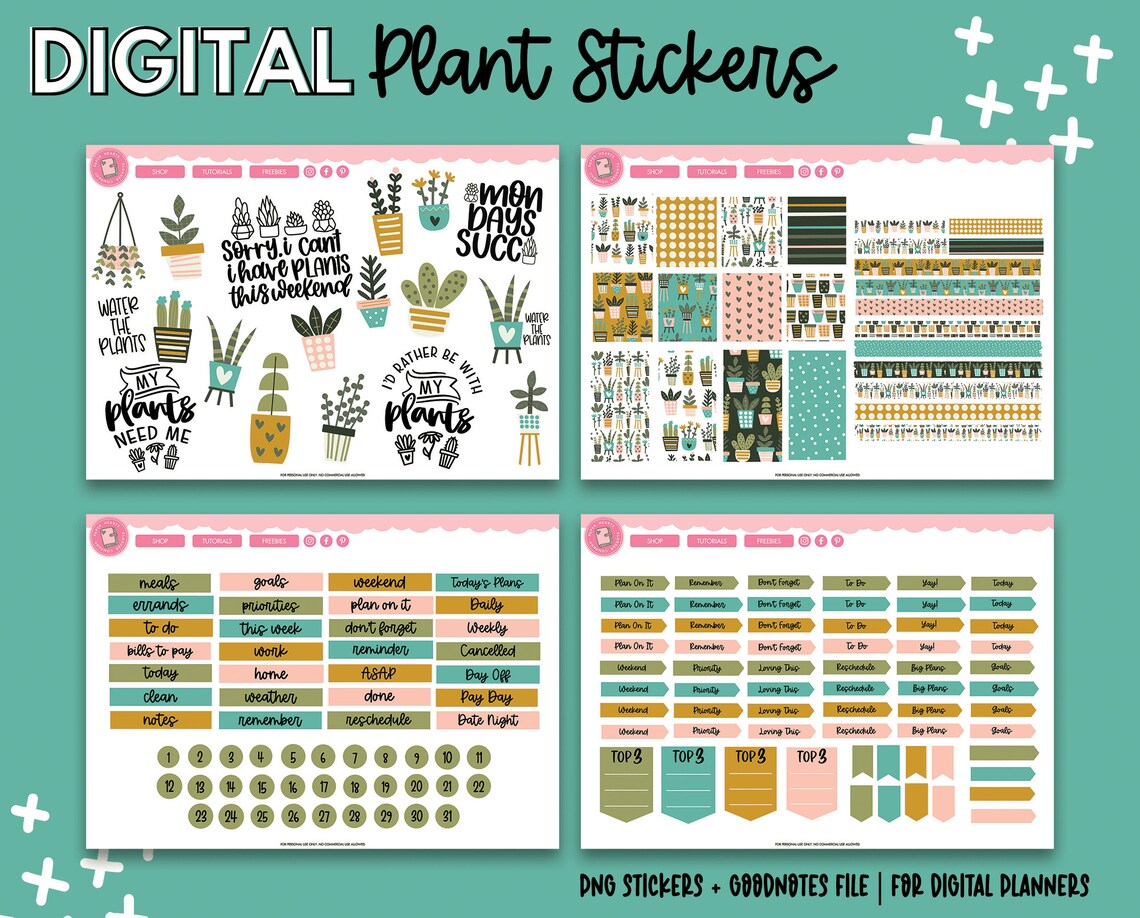 Plants Digital Stickers Succulent Stickers Goodnotes - Etsy