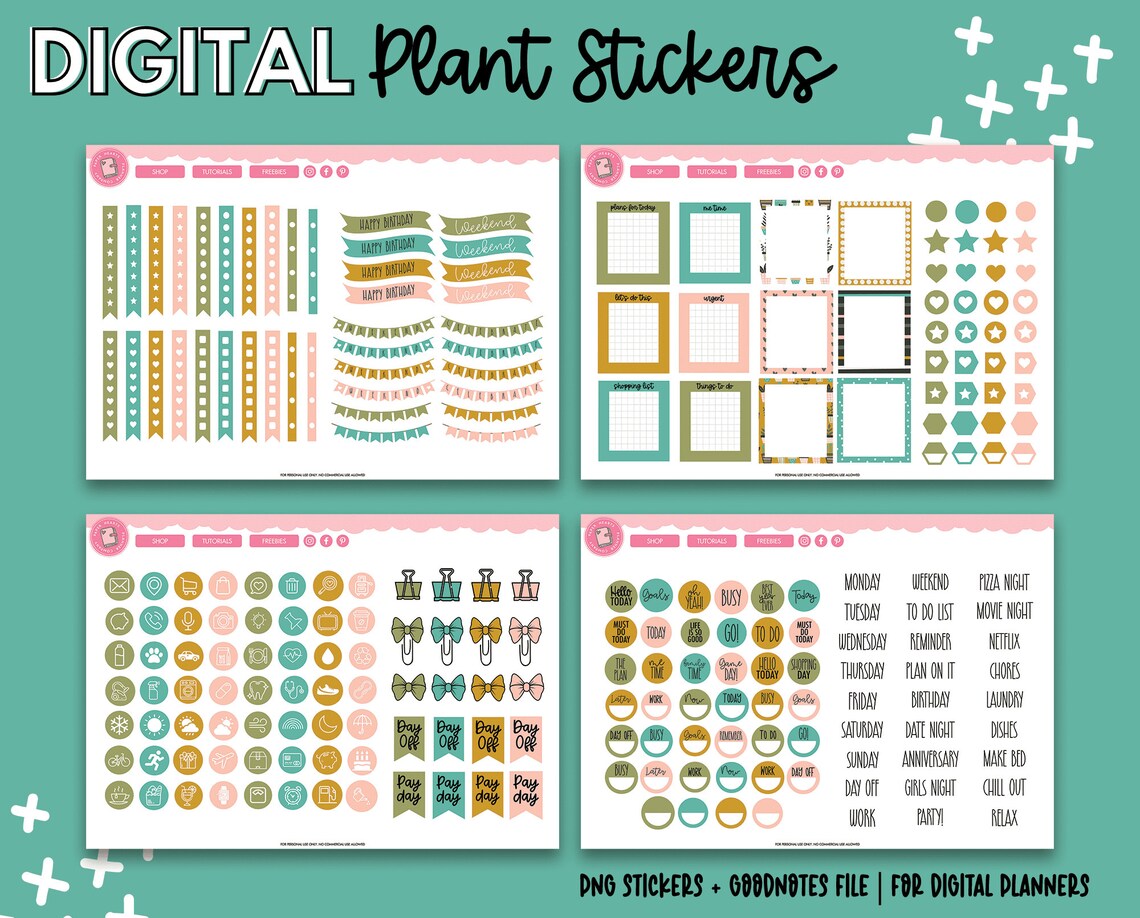 Plants Digital Stickers Succulent Stickers Goodnotes - Etsy