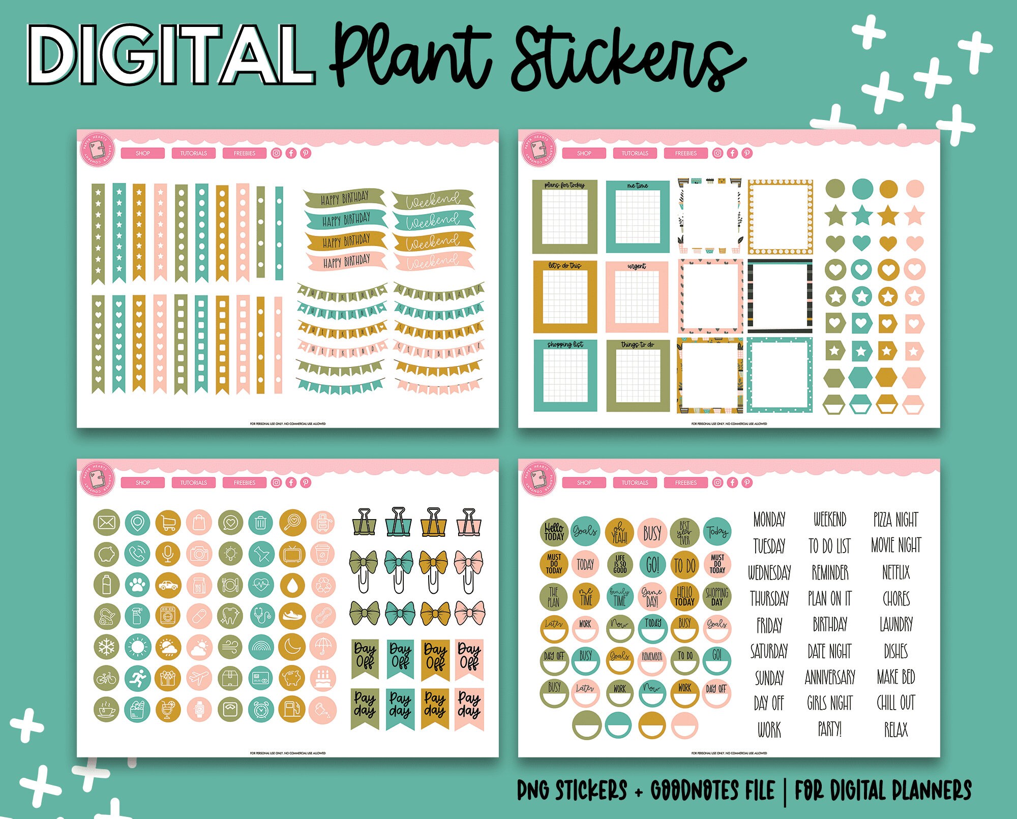 Plants Digital Stickers Succulent Stickers Goodnotes - Etsy