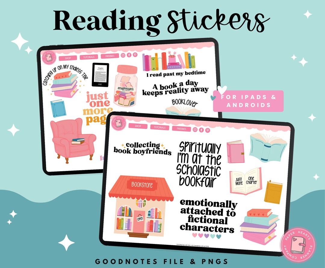 Book Stickers | Reading Stickers | Goodnotes Stickers | PNG Stickers ...