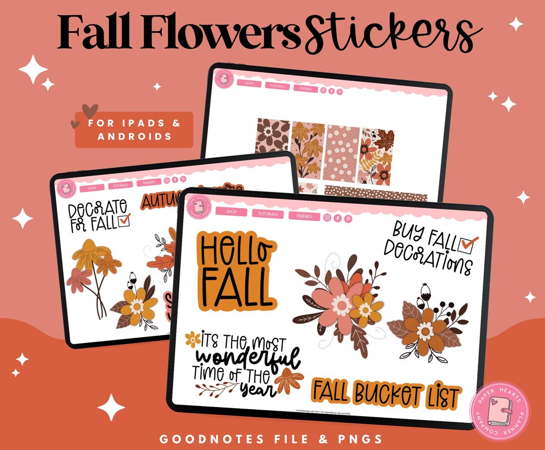 Fall Flowers Stickers | Goodnotes Stickers | Digital Stickers | Fall ...