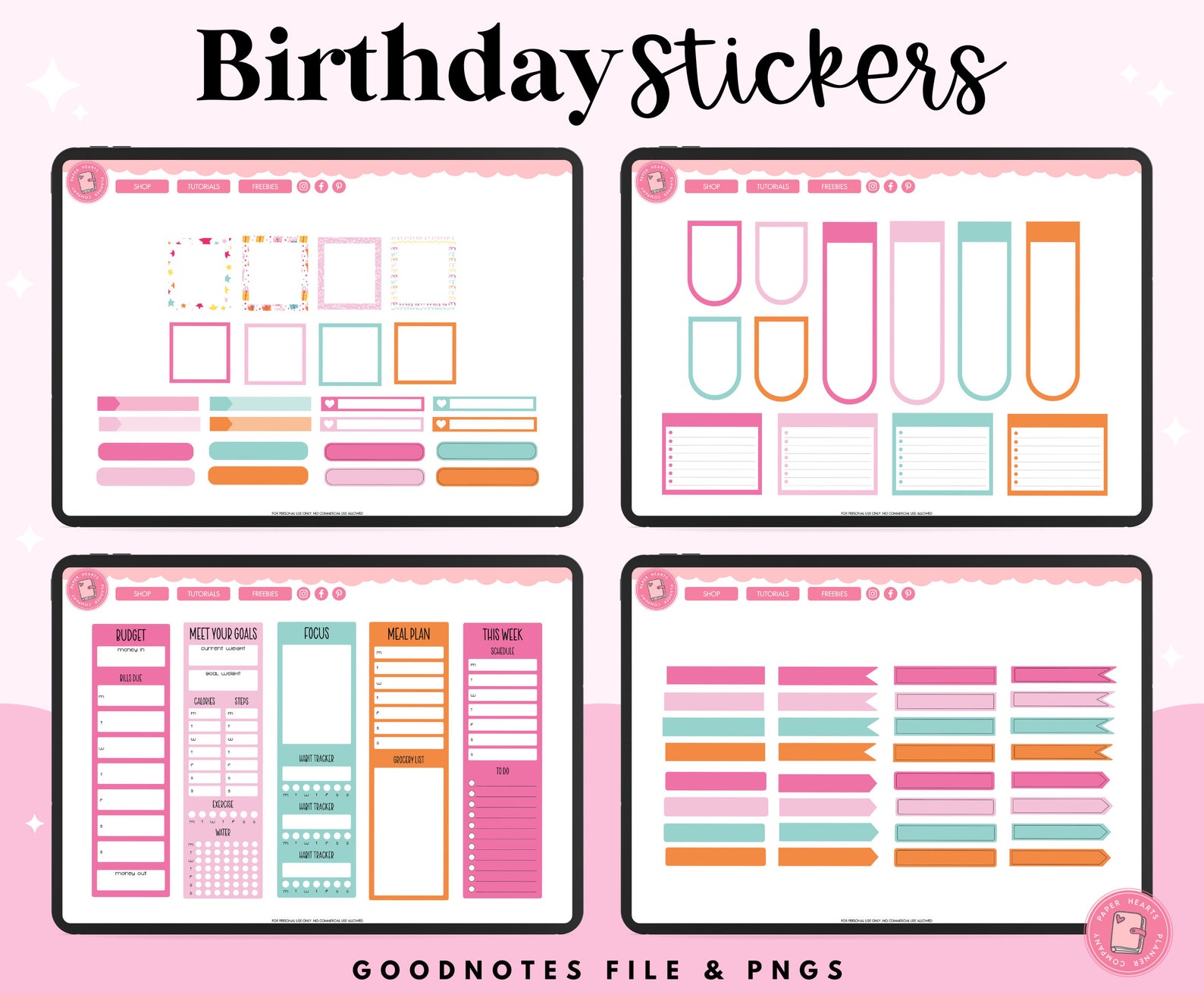 Birthday Digital Stickers | Birthday Party Digital Stickers | Goodnotes ...