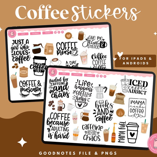 Coffee Themed Stickers Digital - Etsy