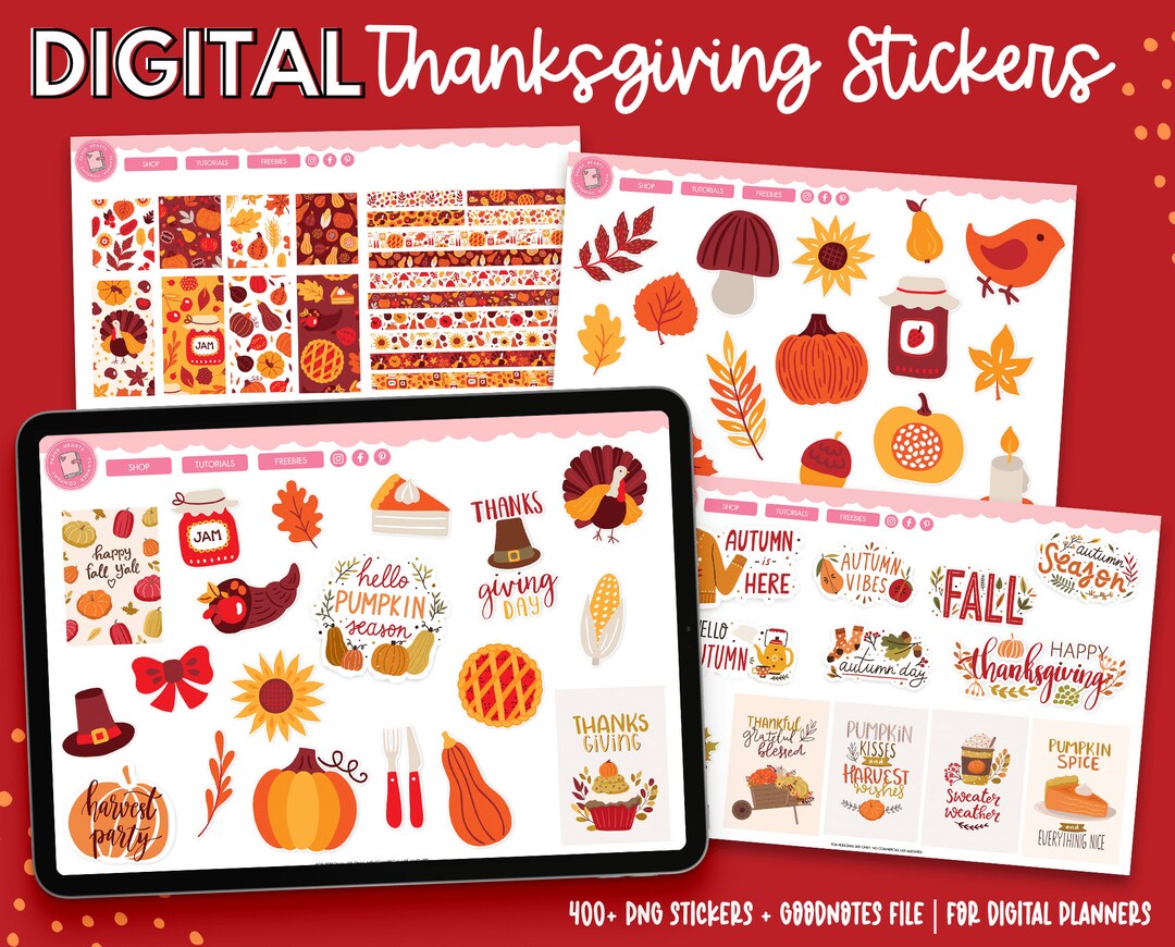 Thanksgiving Stickers Digital Thanksgiving Sticker Set Goodnotes ...