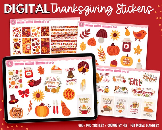 Thanksgiving Stickers Digital Thanksgiving Sticker Set - Etsy