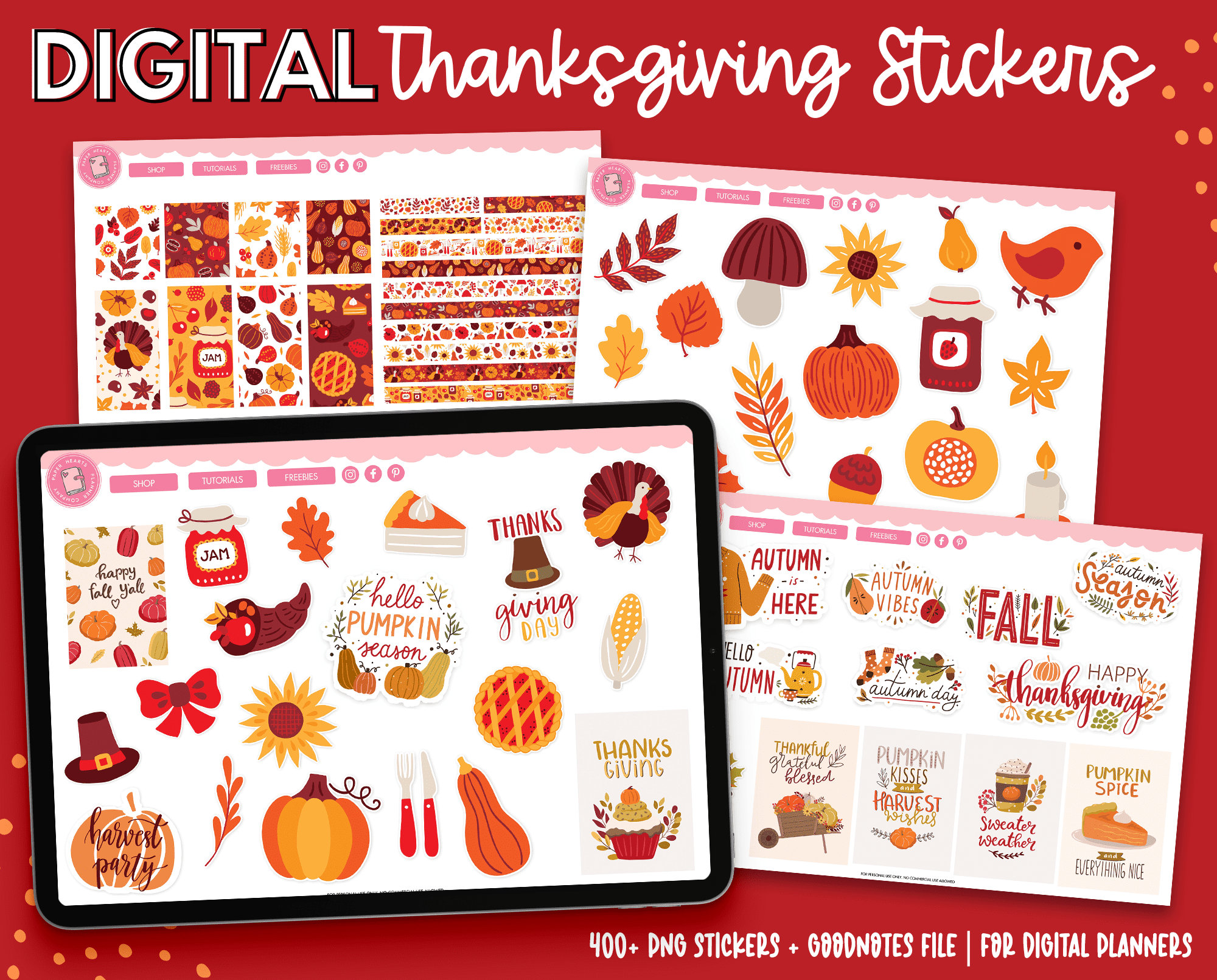 Thanksgiving Stickers Digital Thanksgiving Sticker Set - Etsy