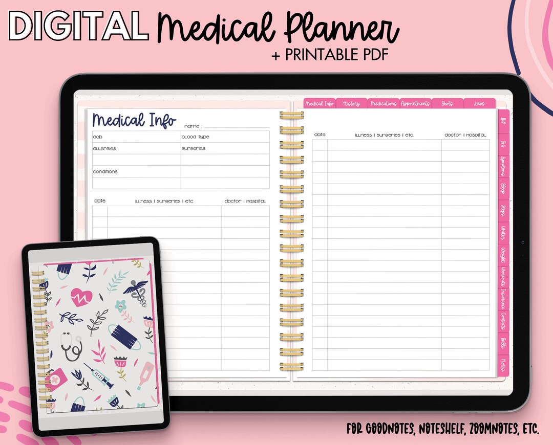 Digital Medical Planner With Printable Version | Printable Medical ...