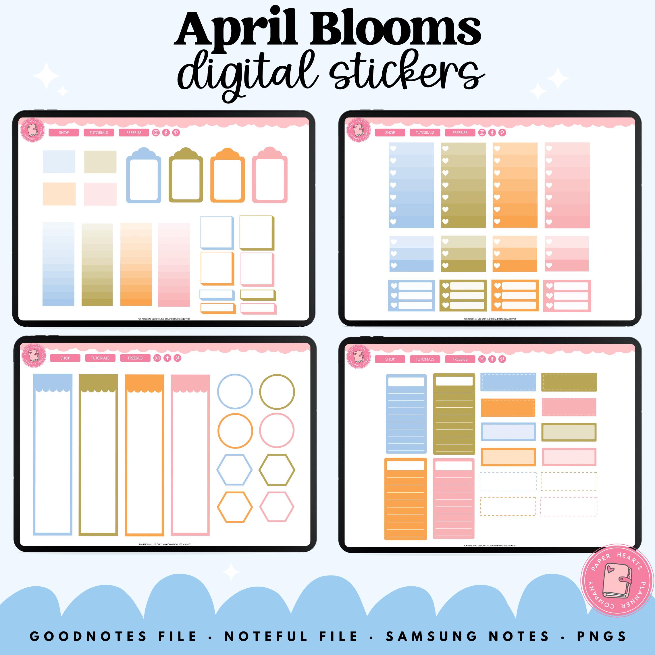 April Blooms Stickers | Spring Digital Stickers | Goodnotes Stickers ...