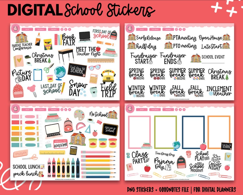 School Stickers Digital Stickers Goodnotes Stickers PNG - Etsy