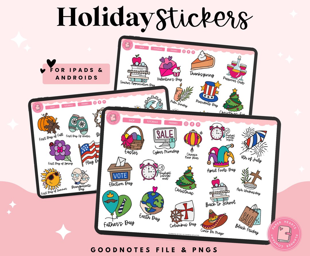 Holidays Digital Stickers | USA Holiday Stickers | Goodnotes Stickers ...