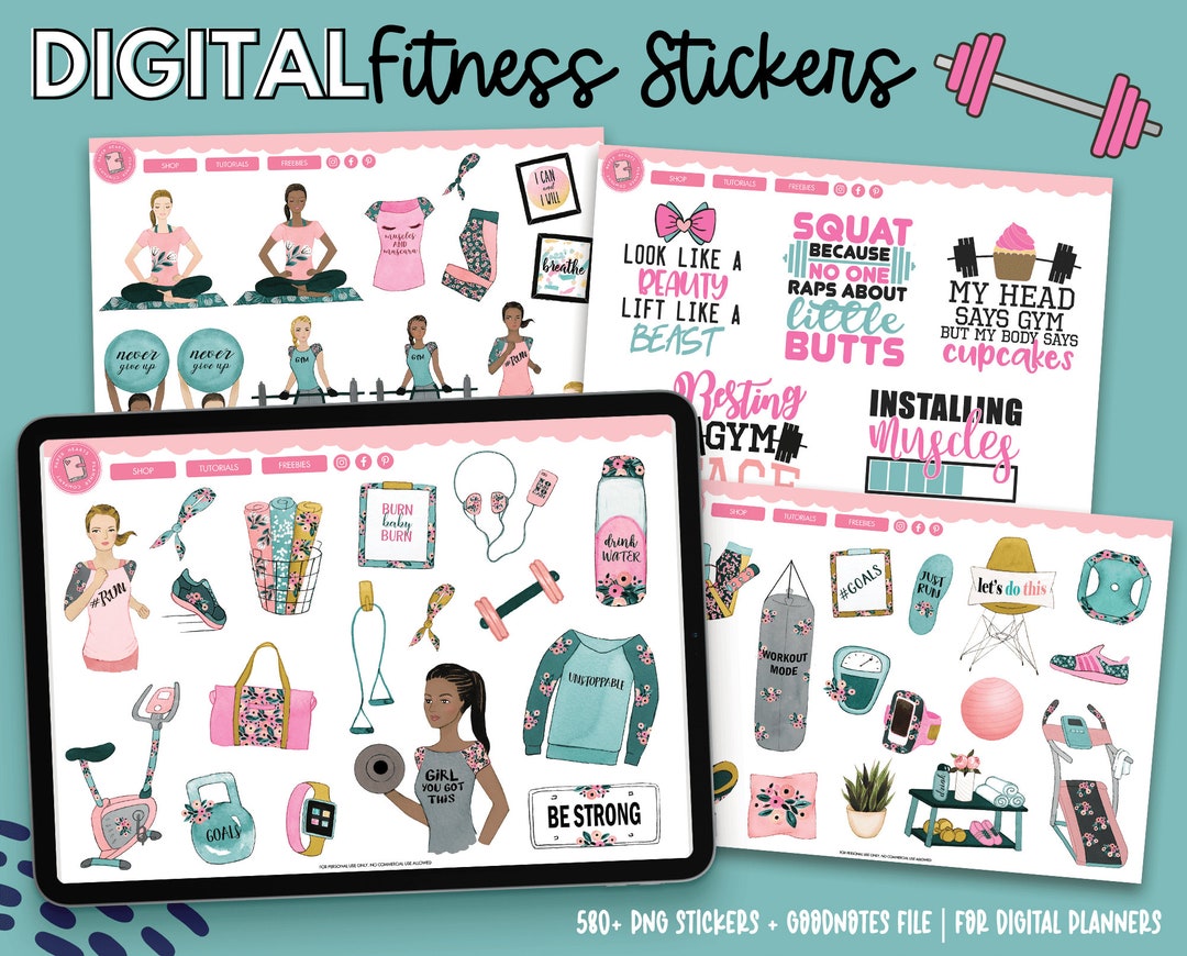 Fitness Digital Stickers Workout Digital Stickers Digital Planner ...