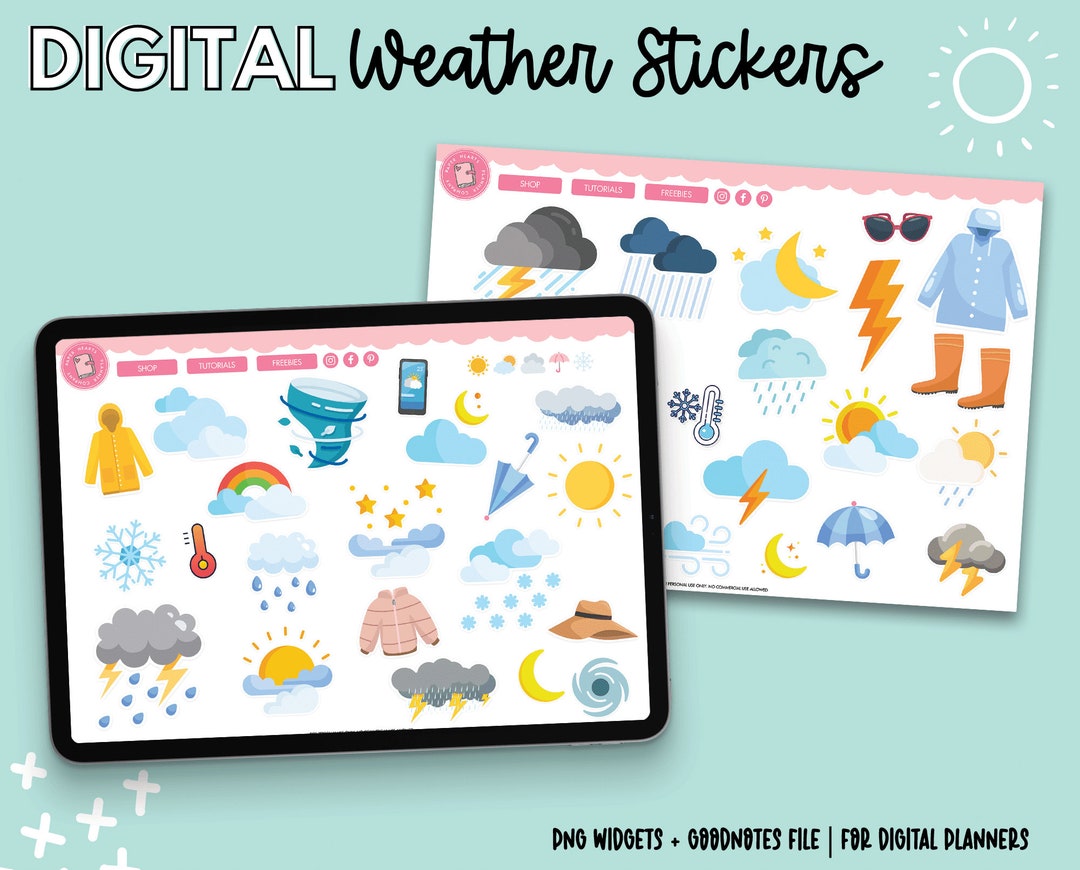 Weather Digital Stickers | Goodnotes Stickers | PNG Stickers - Etsy