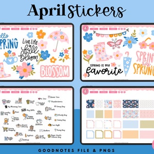 April Blooms Stickers | Spring Digital Stickers | Goodnotes Stickers ...