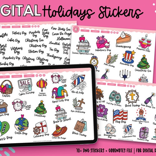 Holidays Digital Stickers USA Holiday Stickers Goodnotes - Etsy