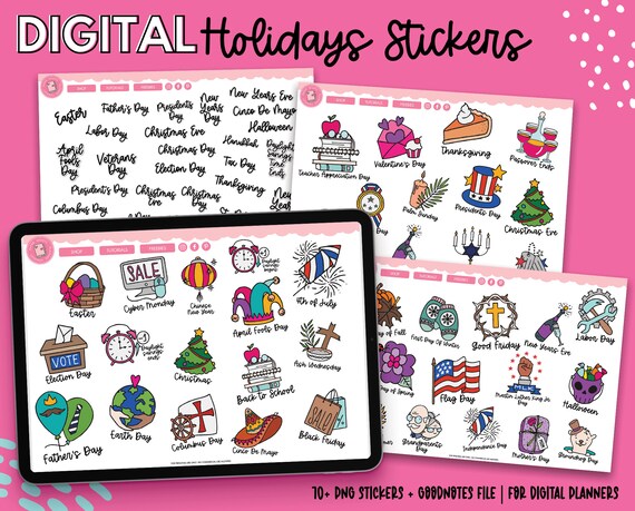 Holidays Digital Stickers USA Holiday Stickers Goodnotes - Etsy