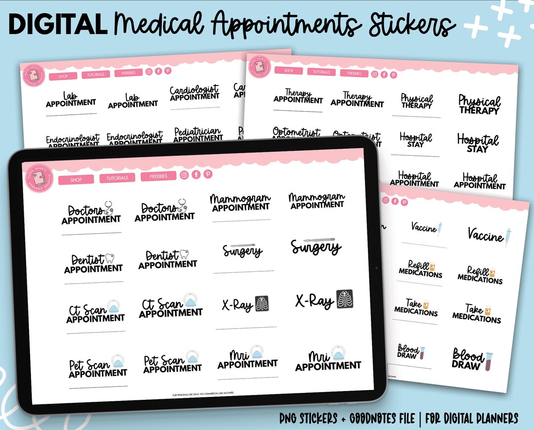 Medical Appointment Stickers | Digital Stickers | Goodnotes Stickers - Etsy