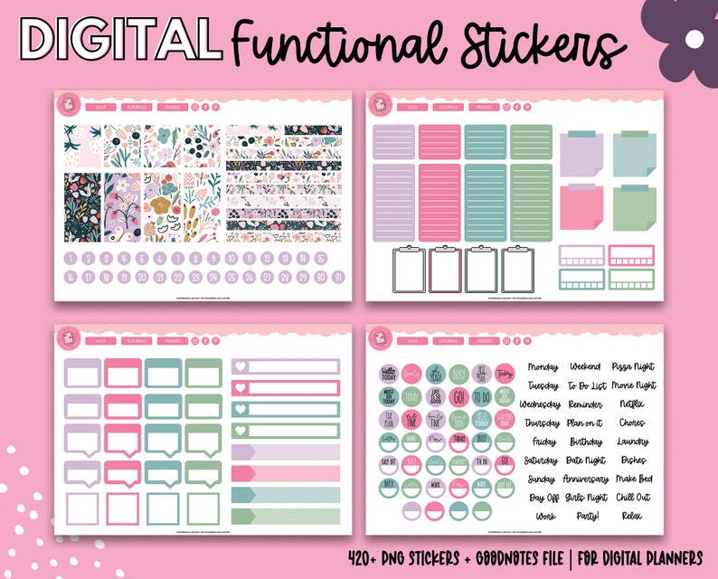 Functional Digital Planner Stickers | Goodnotes Stickers | Planner ...