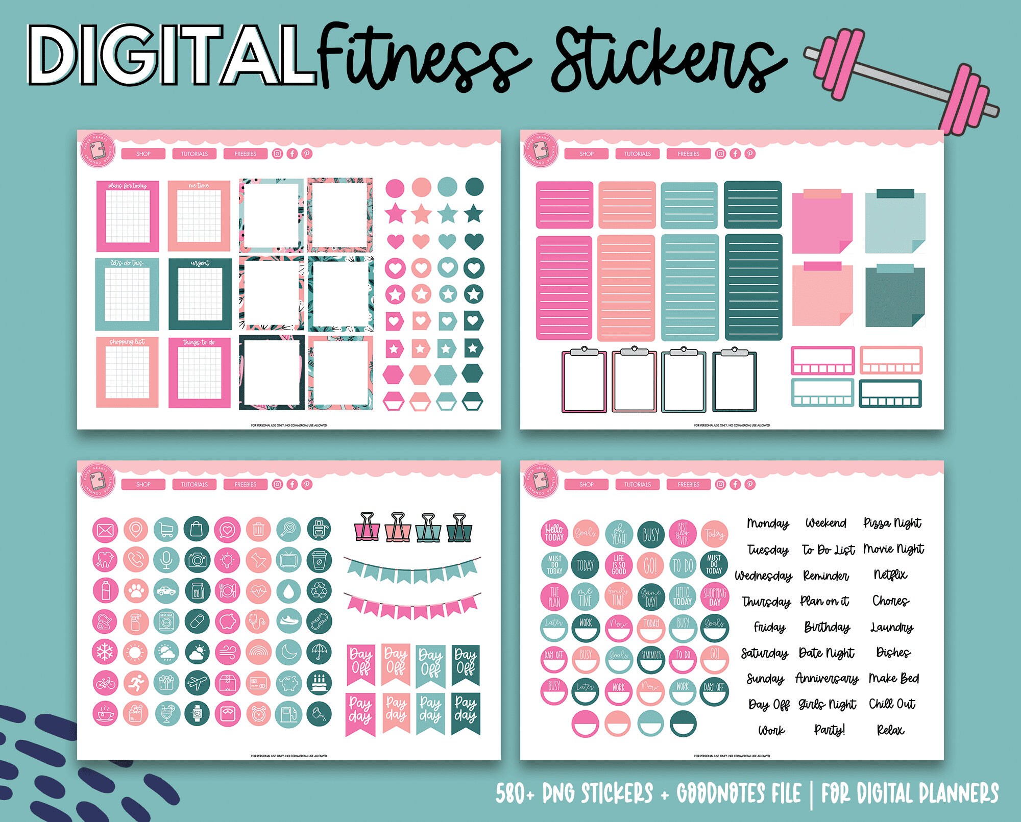 Fitness Digital Stickers Workout Digital Stickers Digital - Etsy