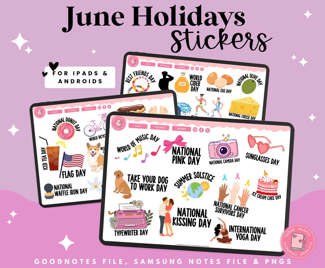 June Holiday Stickers | June Stickers | Digital Stickers | Goodnotes ...