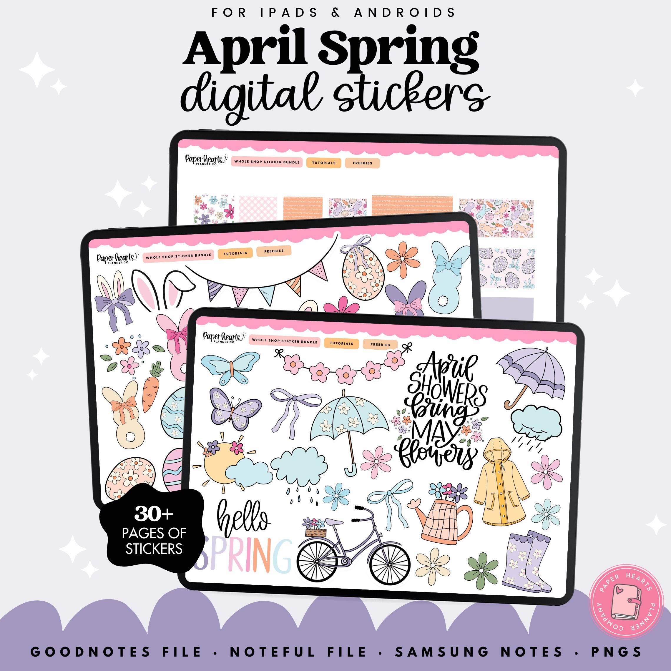 April Stickers, Easter Stickers, Spring Stickers, Digital Stickers ...
