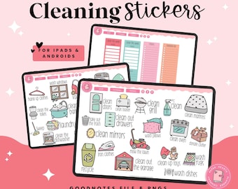 Kawaii Cleaning Digital Stickers | Digital Stickers | Goodnotes Planner ...