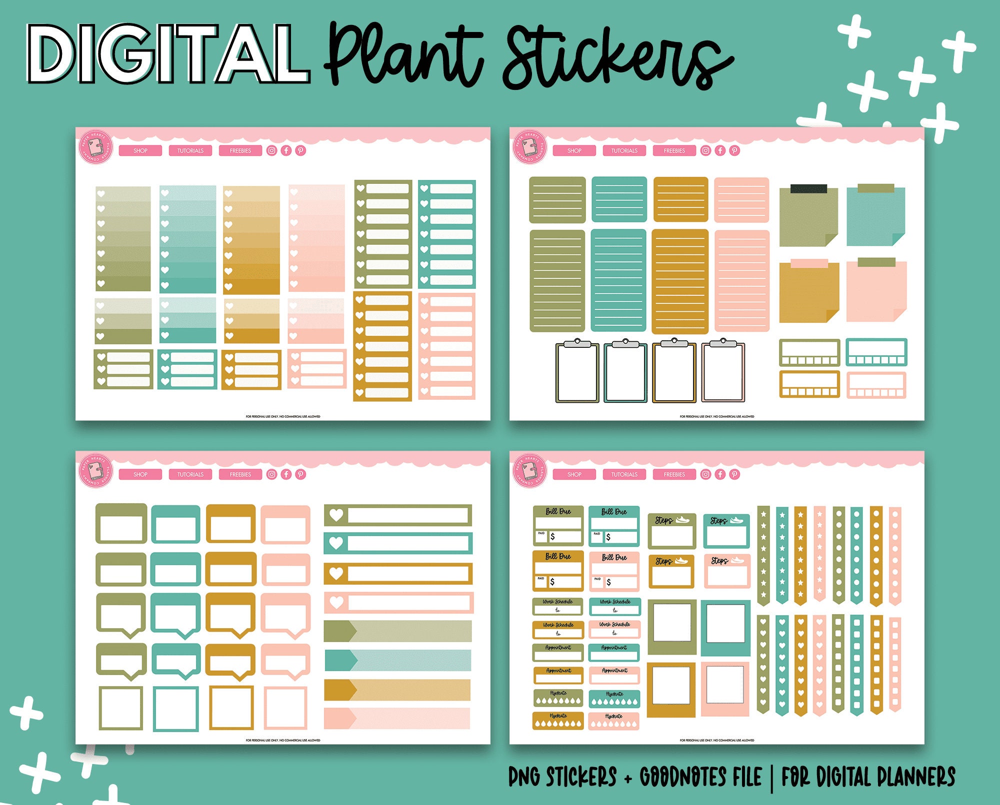 Plants Digital Stickers Succulent Stickers Goodnotes - Etsy