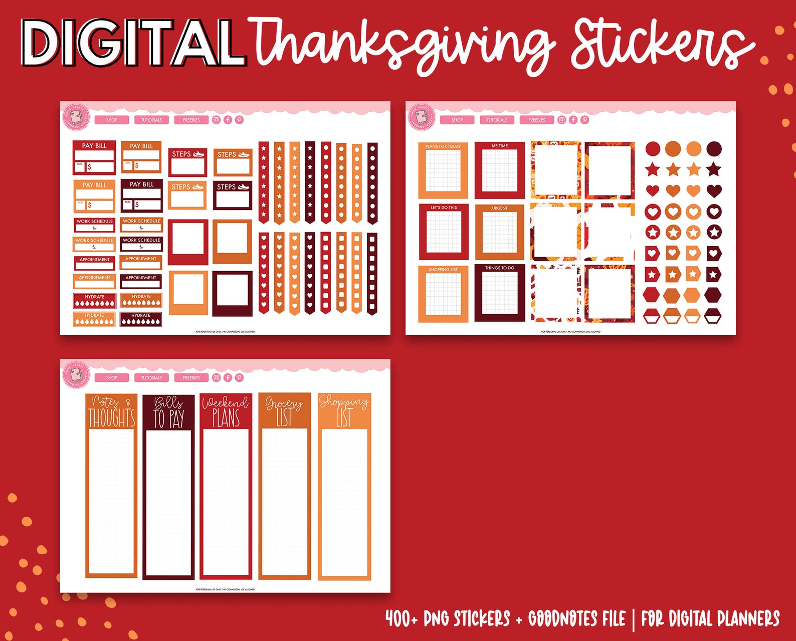 Thanksgiving Stickers Digital Thanksgiving Sticker Set - Etsy