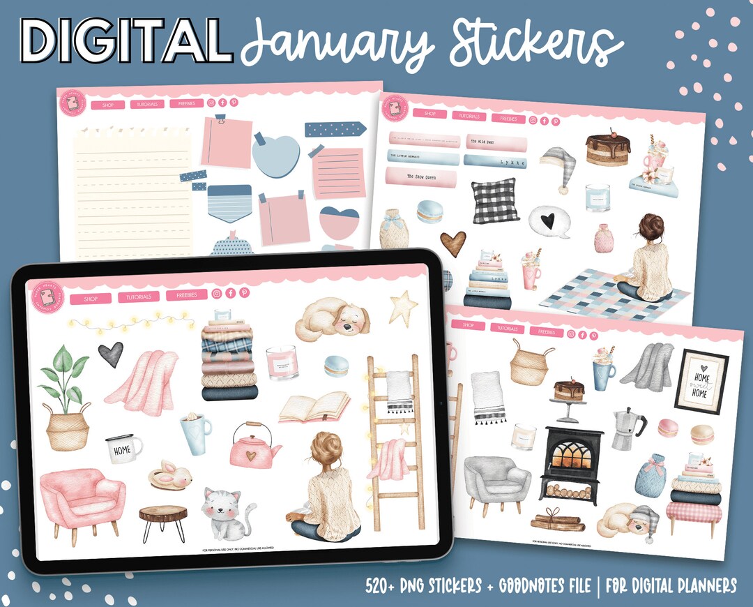 January Digital Planner Stickers | Digital Stickers | Goodnotes ...