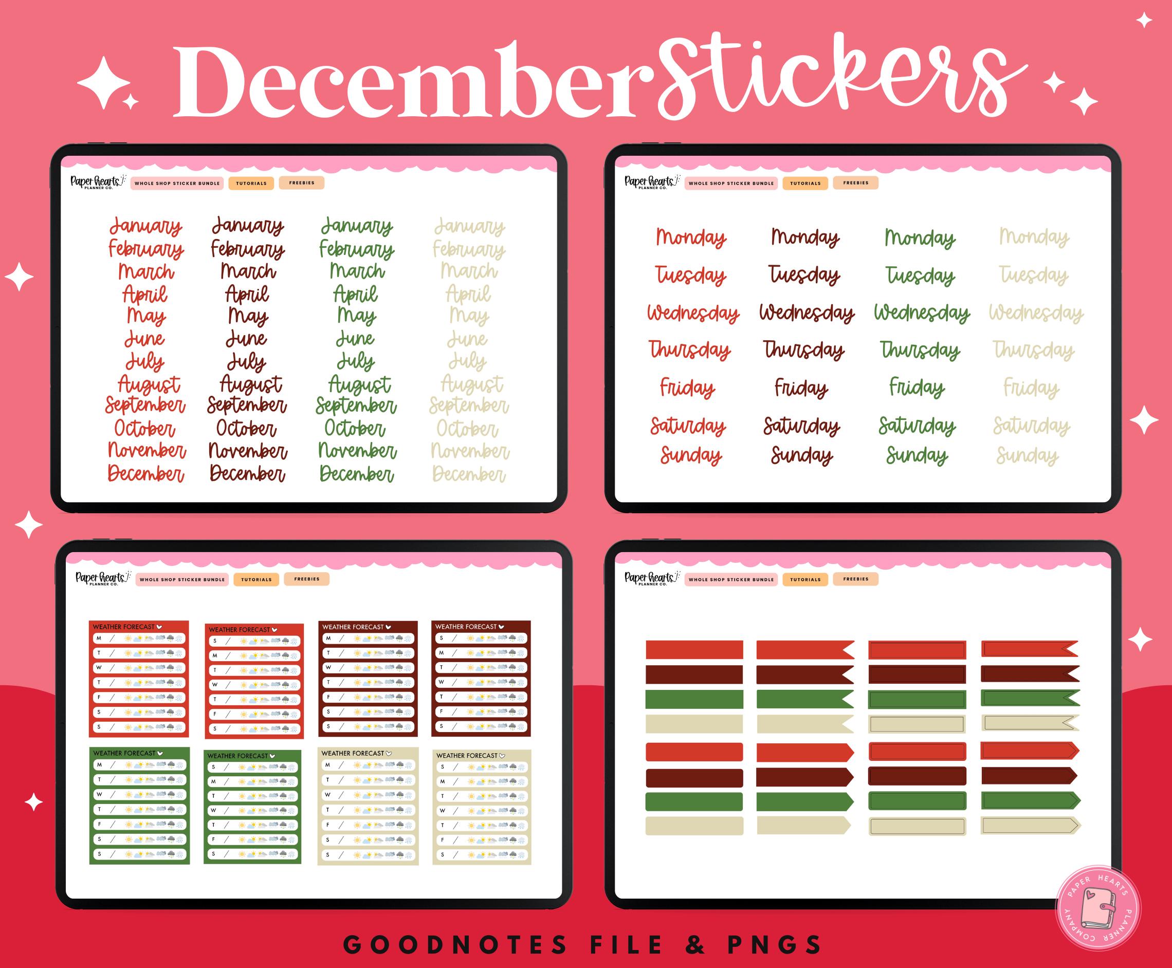 December Stickers, December Goodnotes Stickers, Christmas Stickers ...