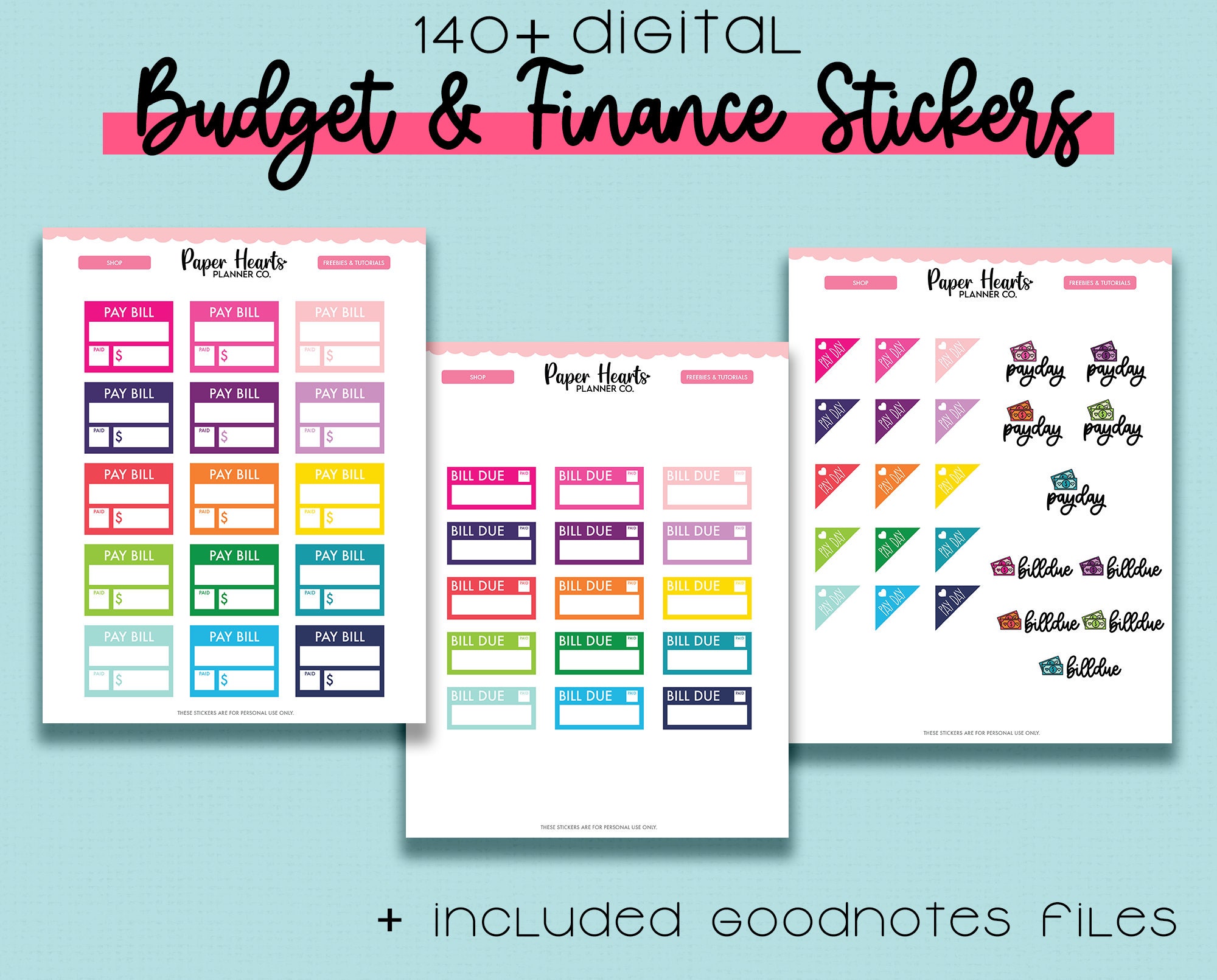 Budget Digital Stickers Finance Digital Stickers Goodnotes - Etsy UK