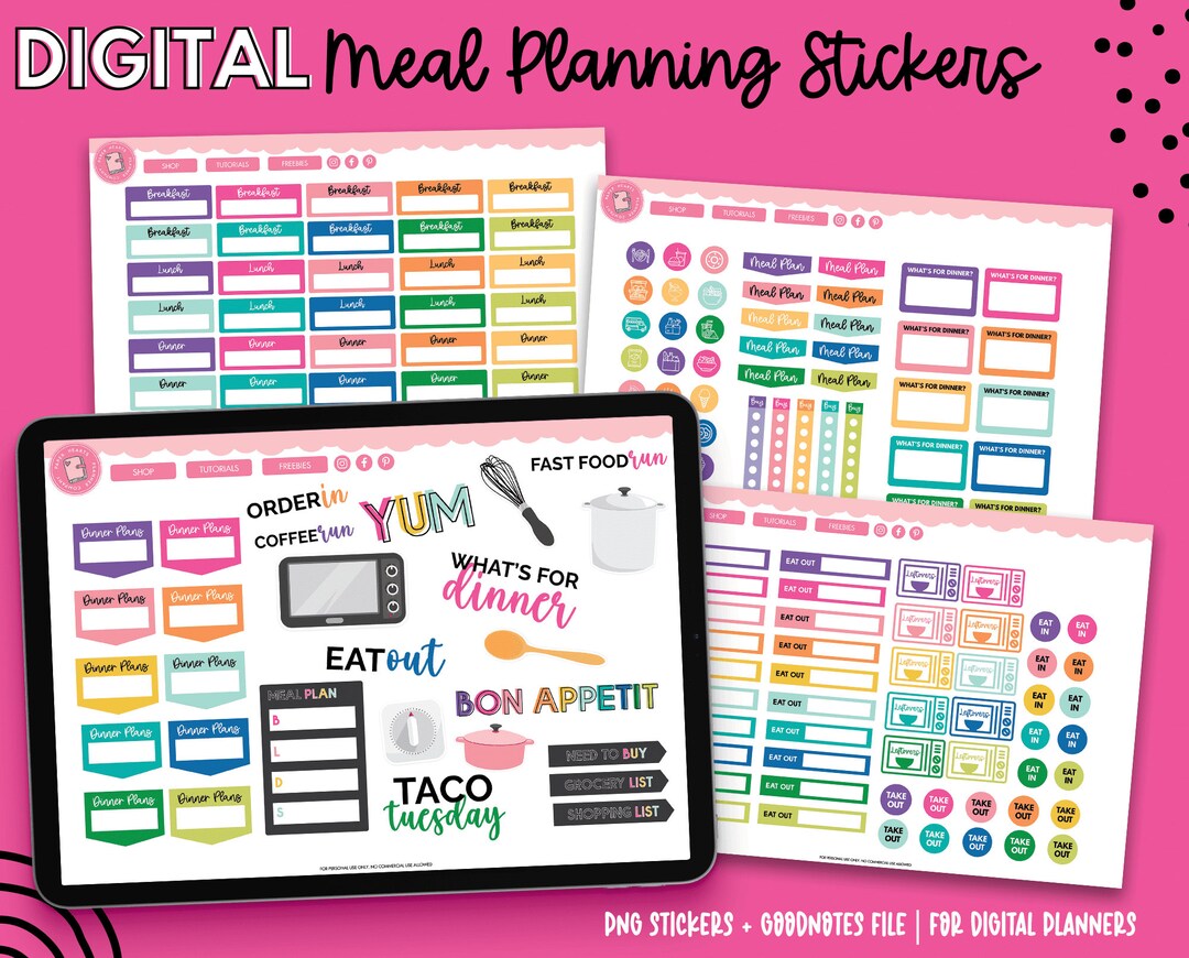 Meal Planning Digital Stickers Goodnotes Stickers PNG Stickers - Etsy