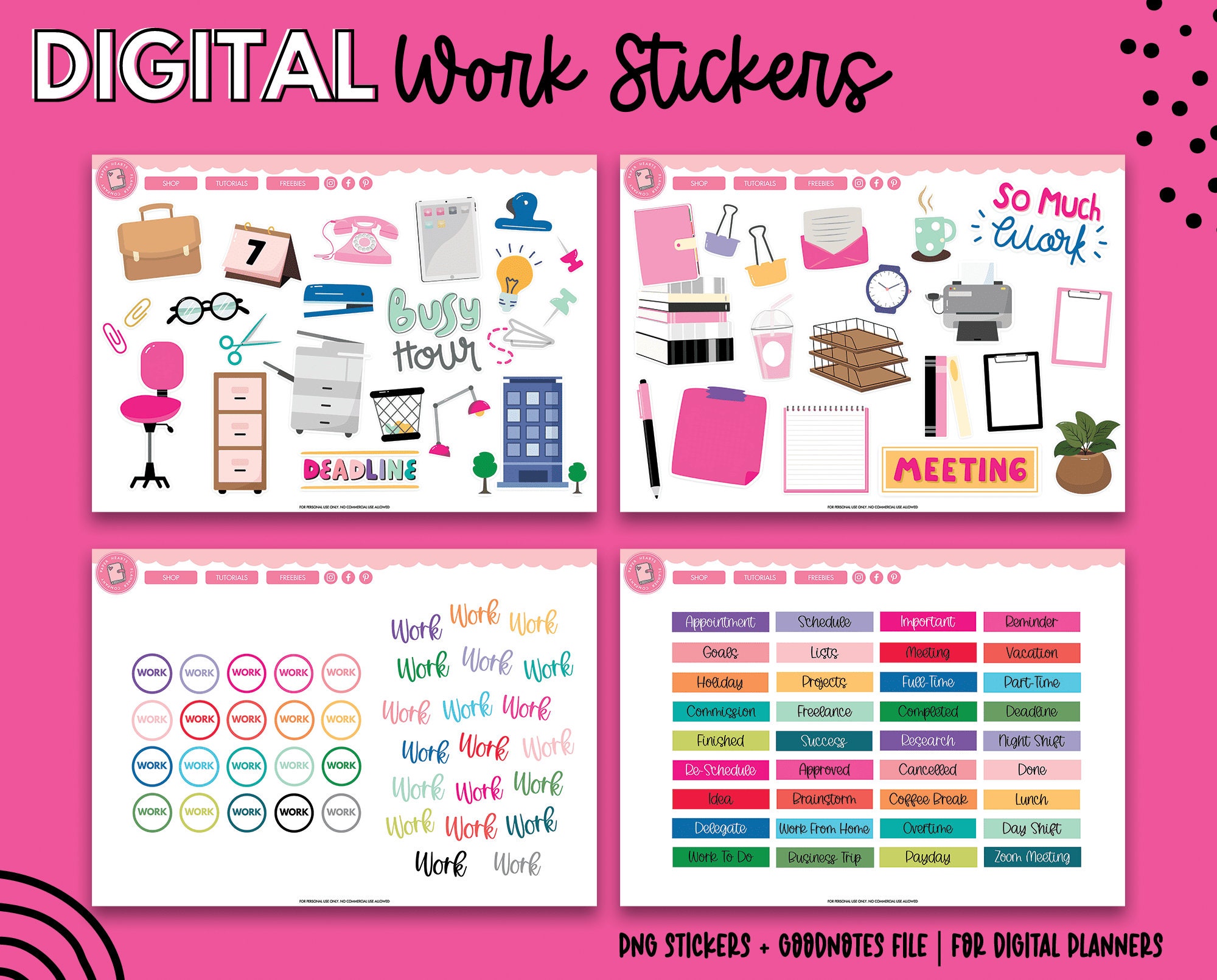 Work Digital Stickers Work Schedule Stickers Goodnotes - Etsy