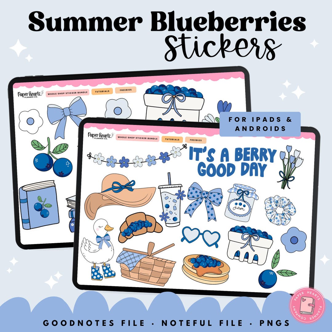 Blueberries Stickers, Summer Stickers, Fruit Stickers, Planner Stickers ...