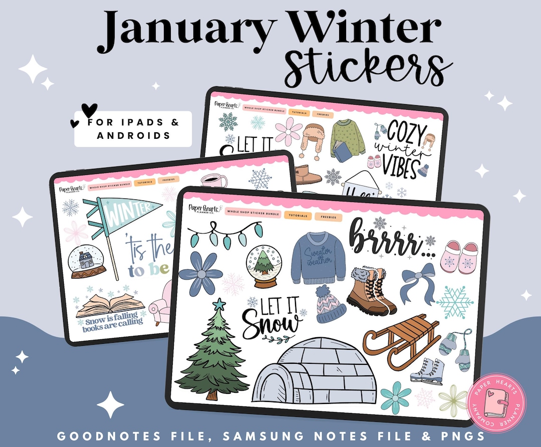 January Stickers, Winter Stickers, Digital Planner Stickers, Goodnotes ...