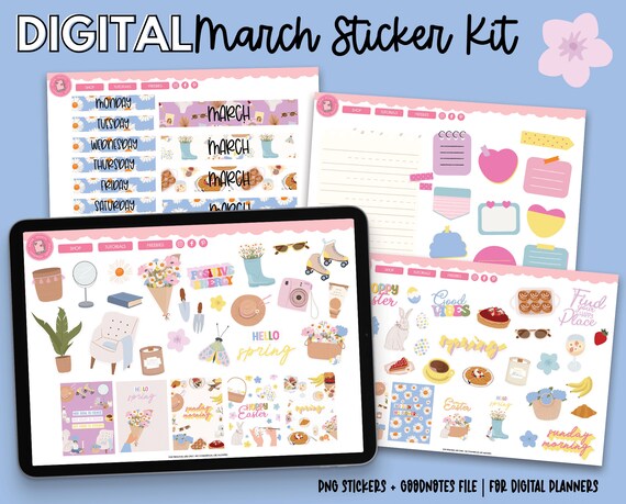 March Digital Stickers March Sticker Kit Easter Stickers | Etsy
