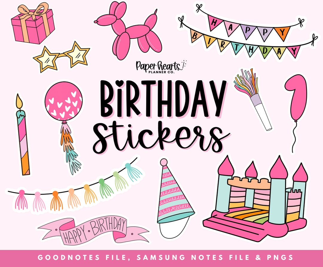 Birthday Digital Stickers | Birthday Party Digital Stickers | Goodnotes ...