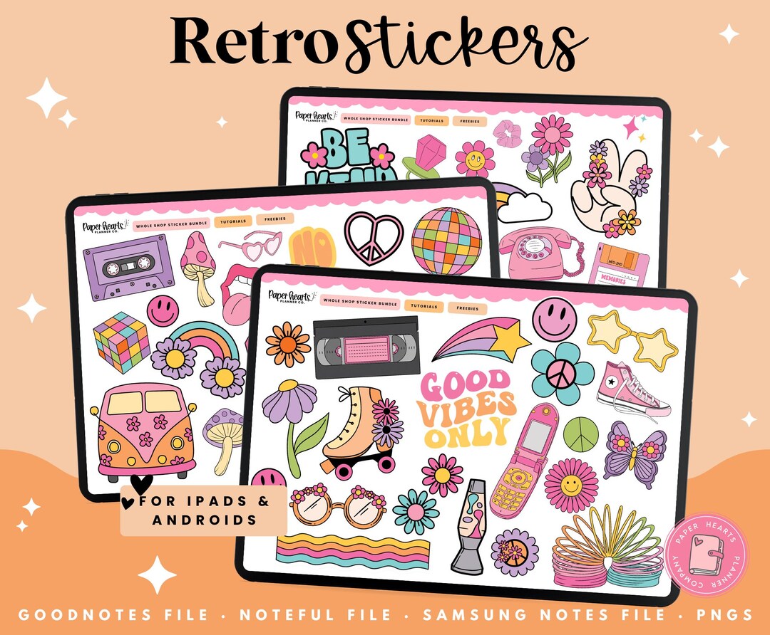 Retro Stickers , Groovy Stickers, 90s Stickers, Goodnotes Stickers ...