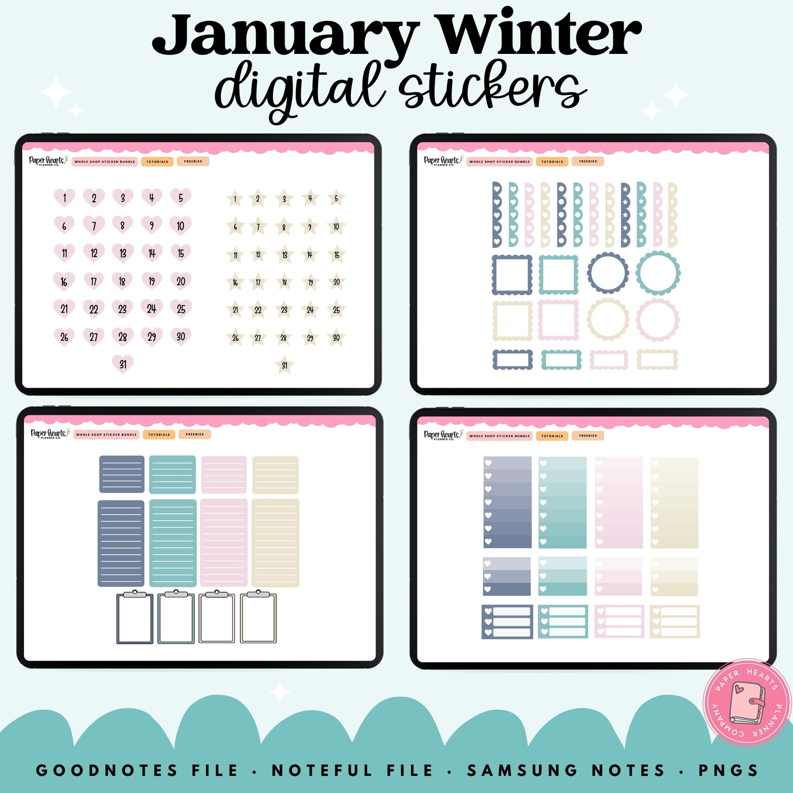 January Stickers, Winter Stickers, Digital Planner Stickers, Goodnotes ...