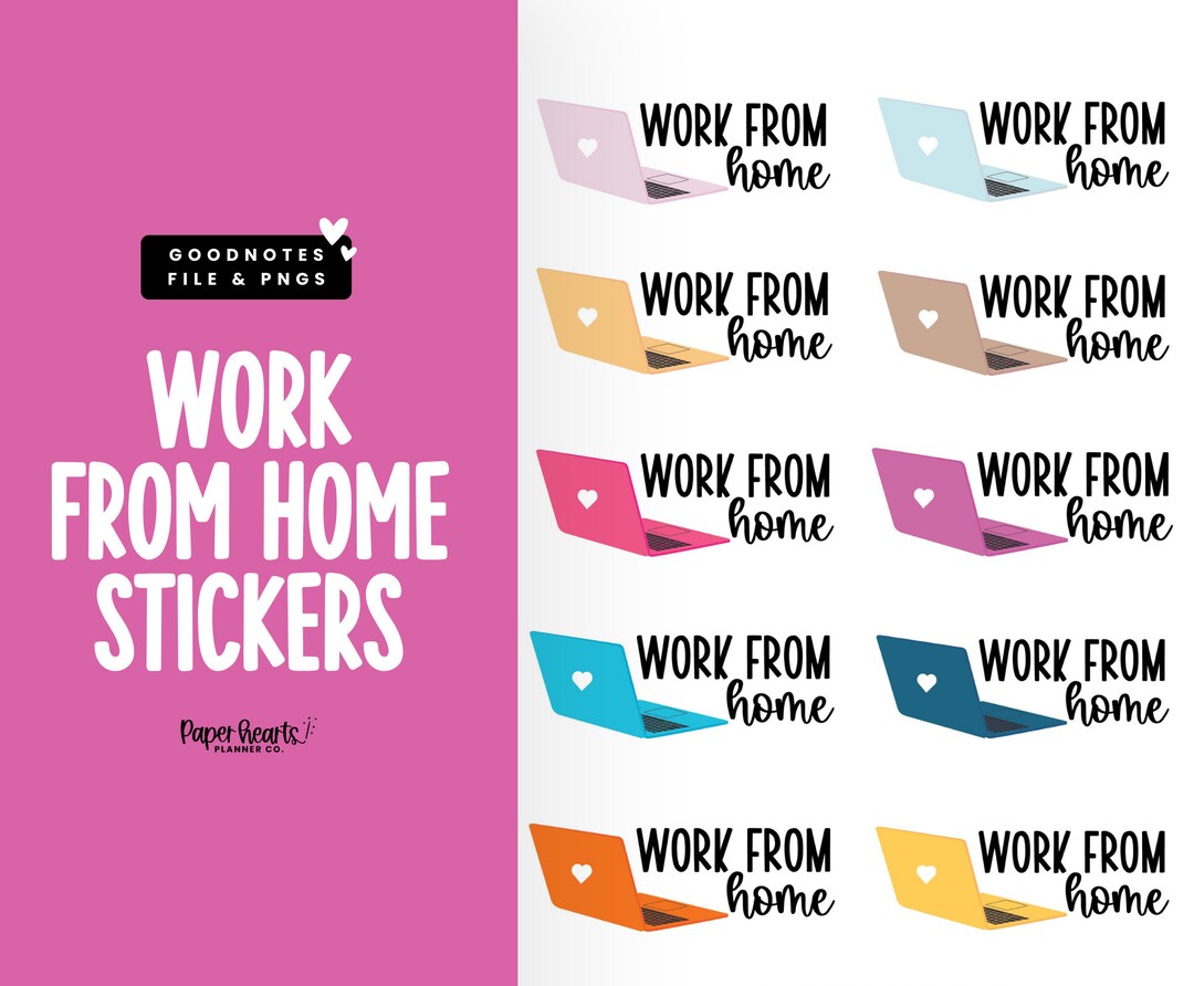 Work From Home Stickers for Digital Planning | Goodnotes Stickers & PNG ...