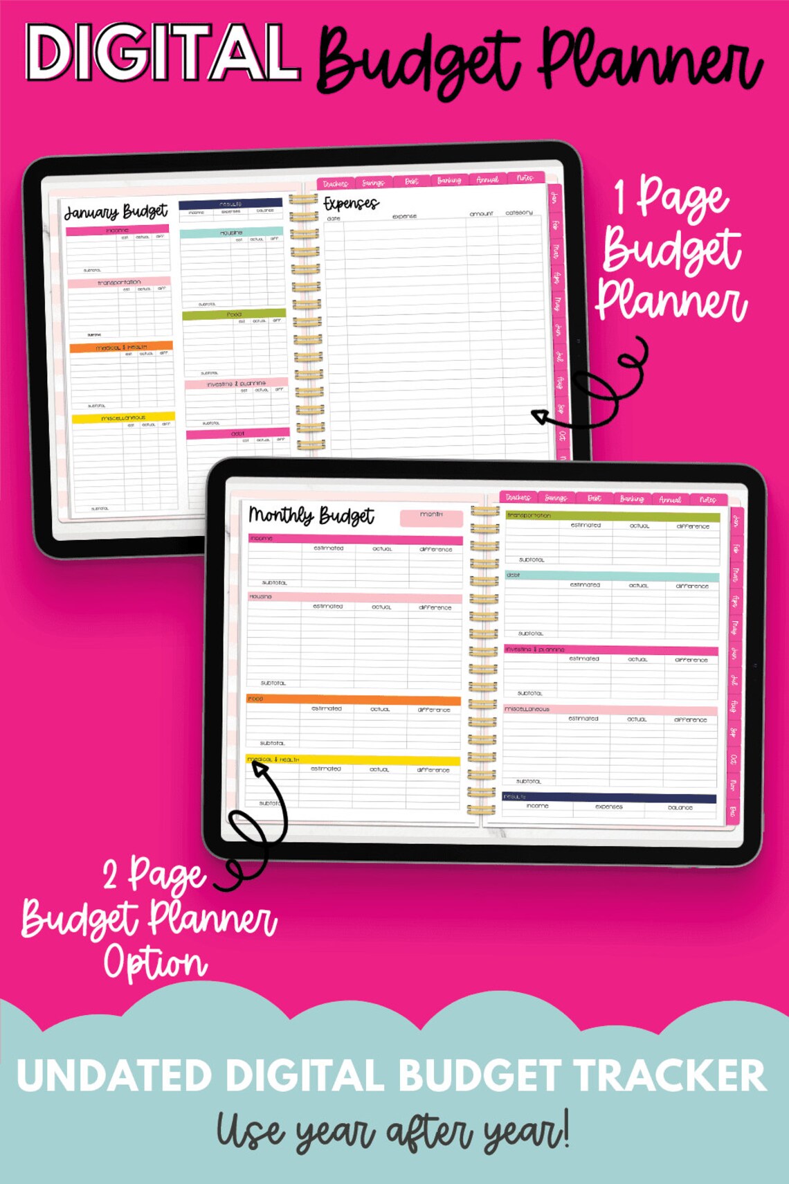Digital Budget Planner Digital Budget Tracker Goodnotes - Etsy