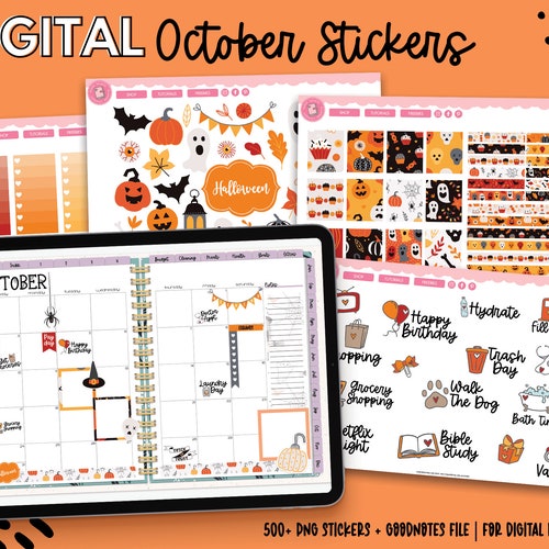 Goodnotes Stickers Halloween Digital Planner Stickers - Etsy
