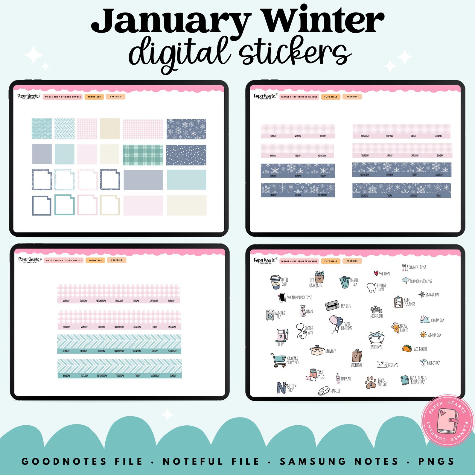 January Stickers, Winter Stickers, Digital Planner Stickers, Goodnotes ...