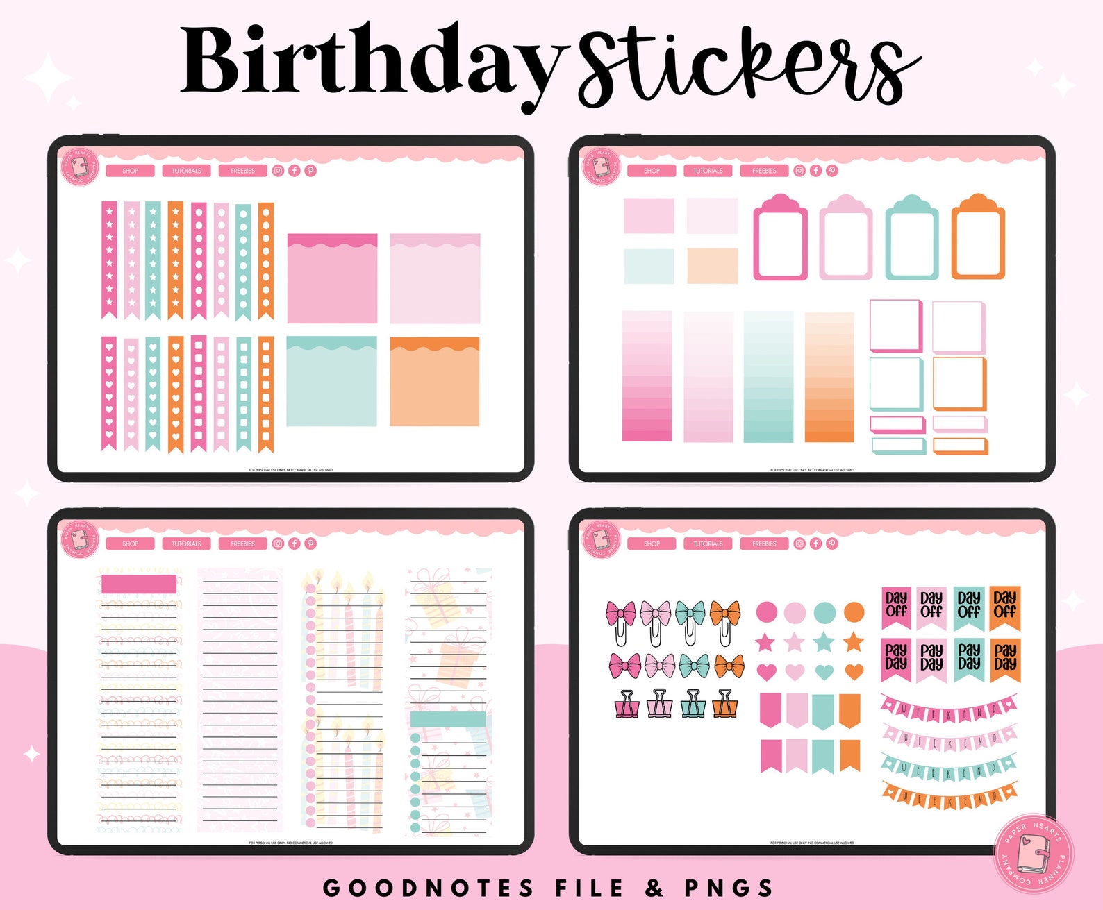 Birthday Digital Stickers | Birthday Party Digital Stickers | Goodnotes ...