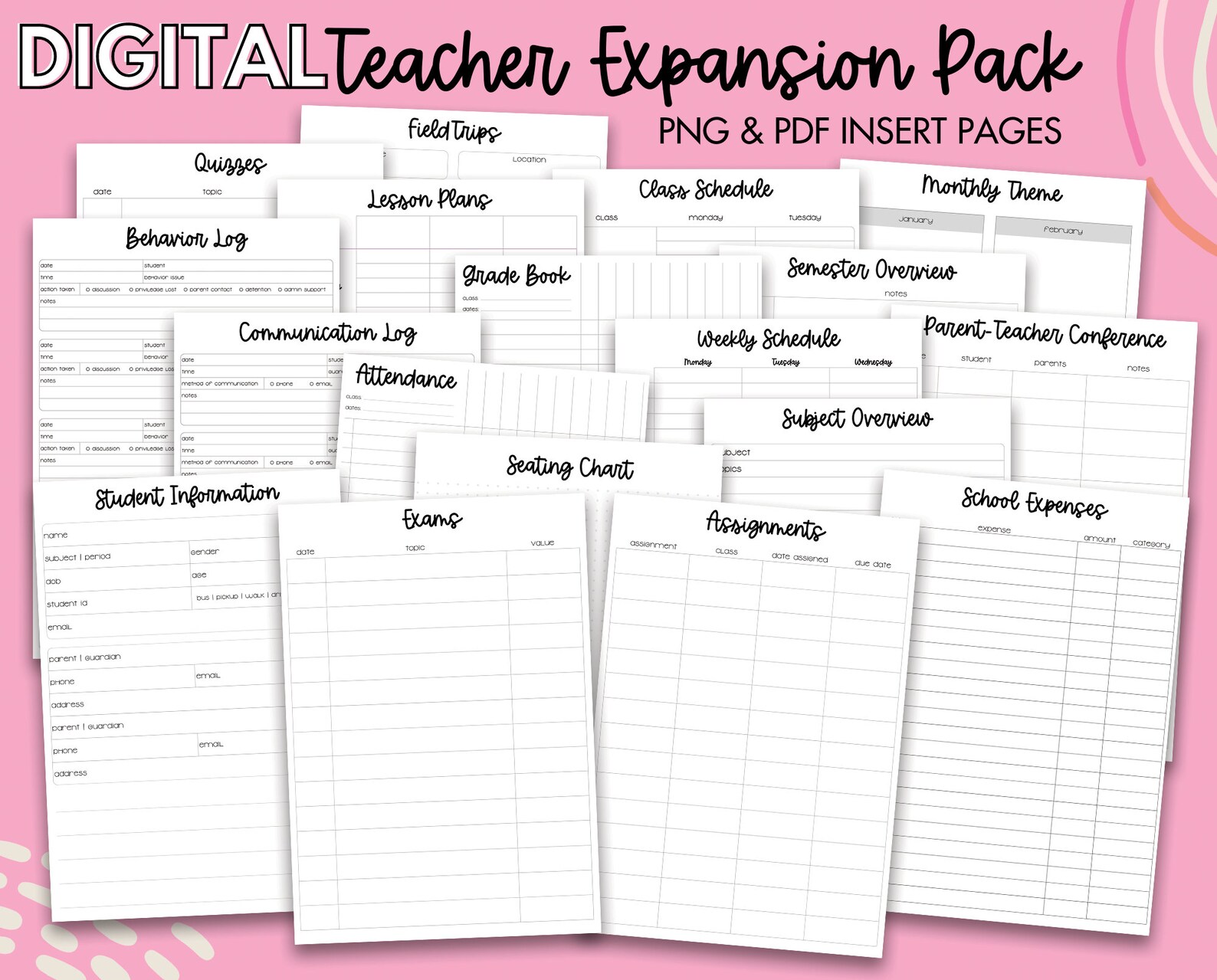 Teacher Planning Pages Digital Inserts for Digital Planners - Etsy