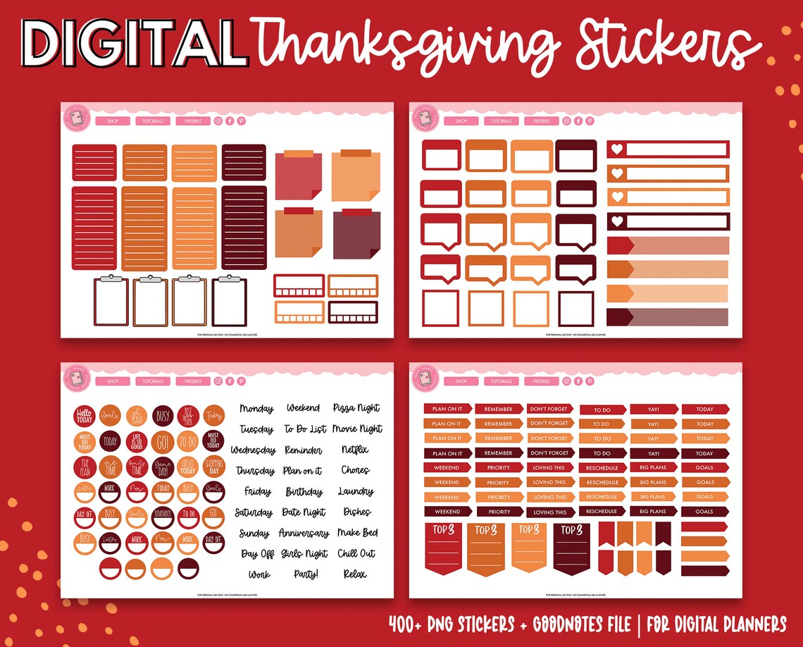 Thanksgiving Stickers Digital Thanksgiving Sticker Set - Etsy