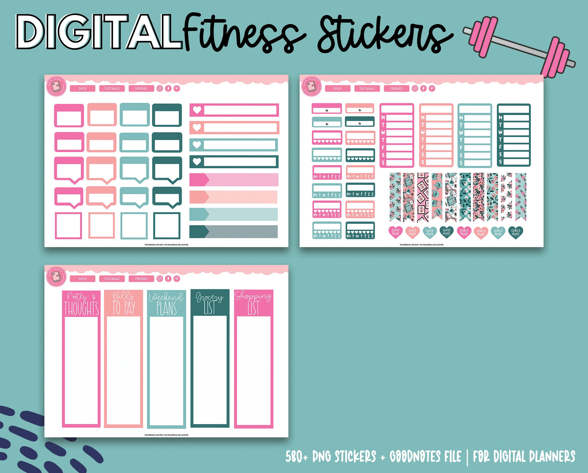 Fitness Digital Stickers Workout Digital Stickers Digital - Etsy